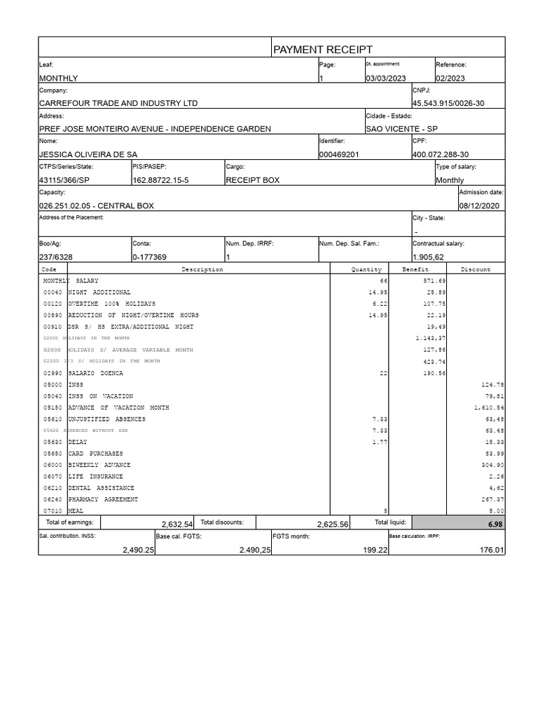 Monthly Payment Receipt 2023-02 | PDF | Business | Business Law