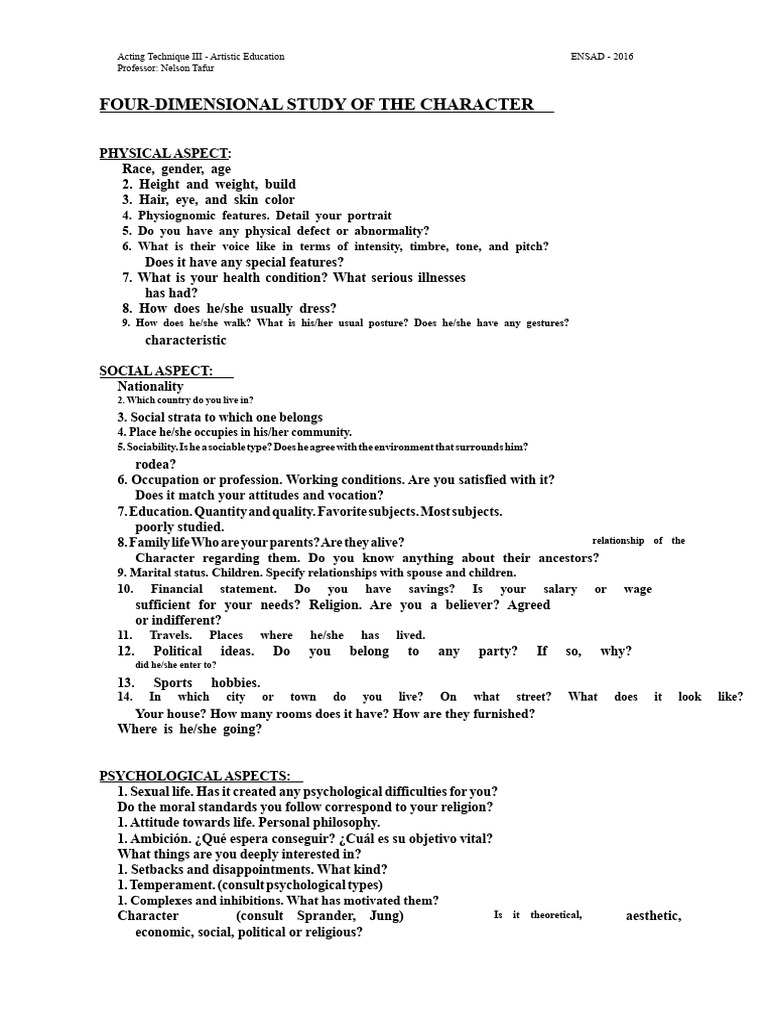 Four Dimensional Study of The Character | PDF | Psychology ...