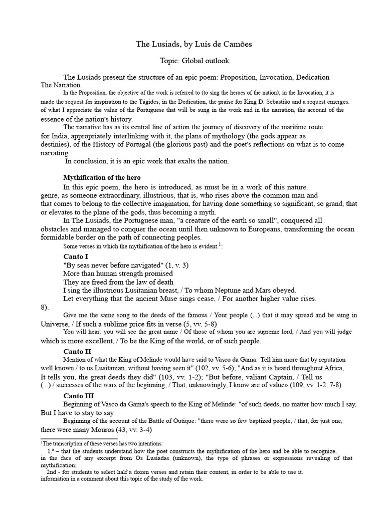 "The Lusiads" - Mythification of The Hero | PDF