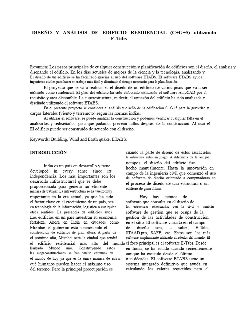 Diseño de Edificio Residencial C+G+5 con ETABS | PDF | Hormigón | Software