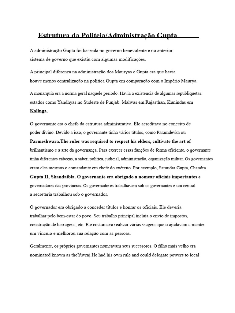 Estrutura Administrativa do Império Gupta | PDF | União Soviética ...