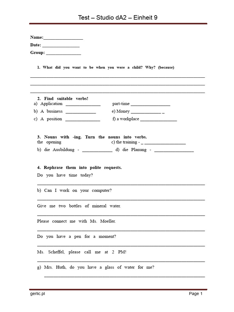 9 Test Studio D A2 Unit 9 | PDF | Linguistics