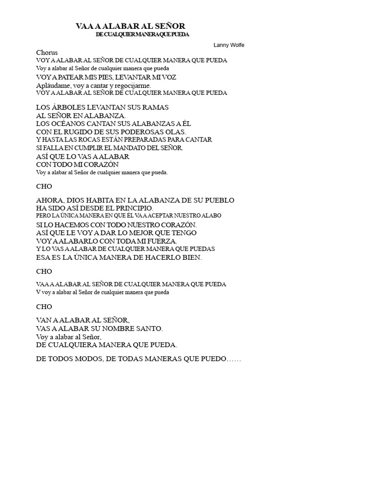 Voy A Alabar Al Señor de La Manera Que Pueda 3 | PDF