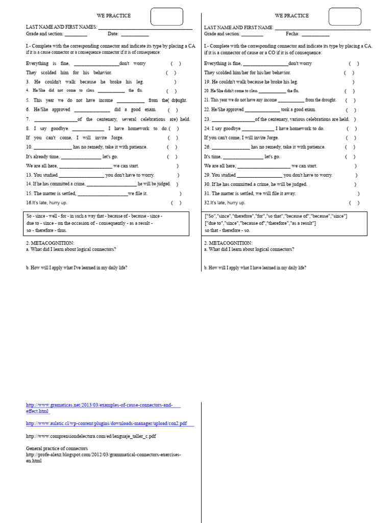 Practice Exercises for Logical Connectors | PDF