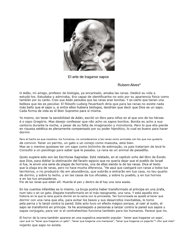 Reflexiones sobre "tragarse un sapo" | PDF | Placer