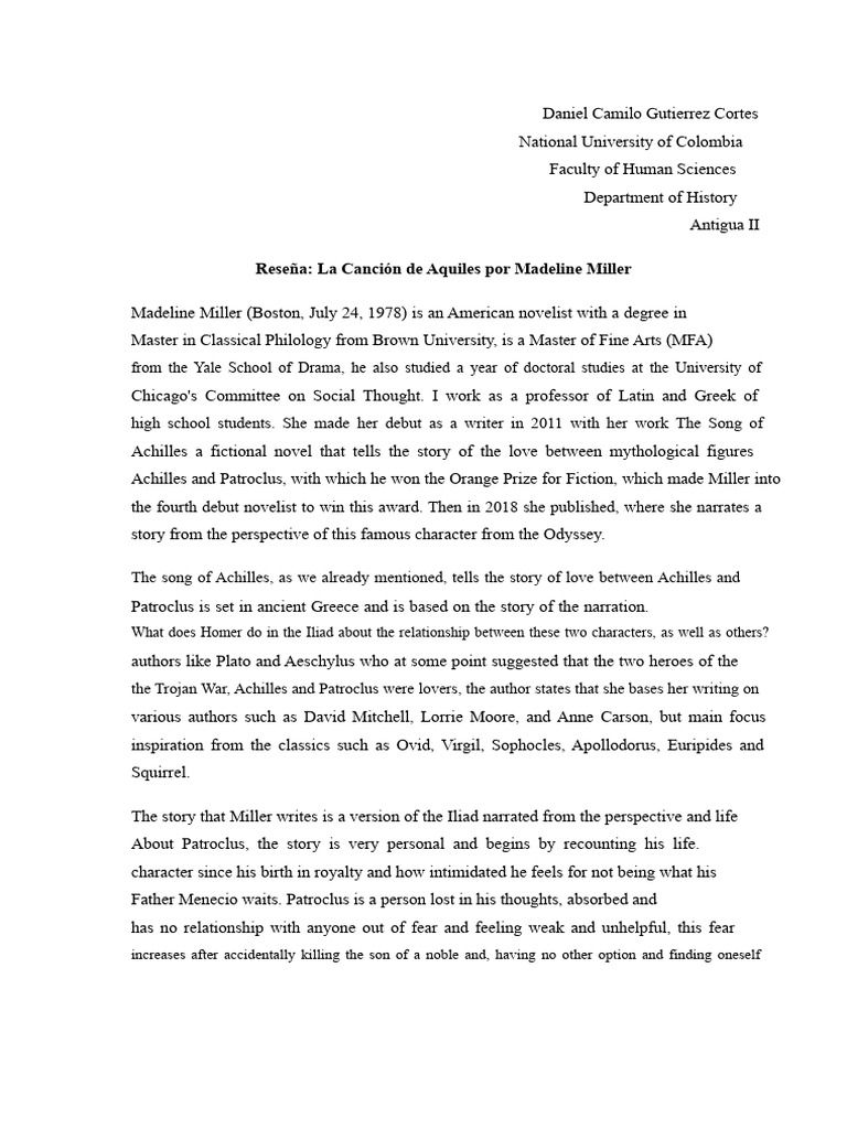 Review of The Song of Achilles | PDF | Achilles | Hector
