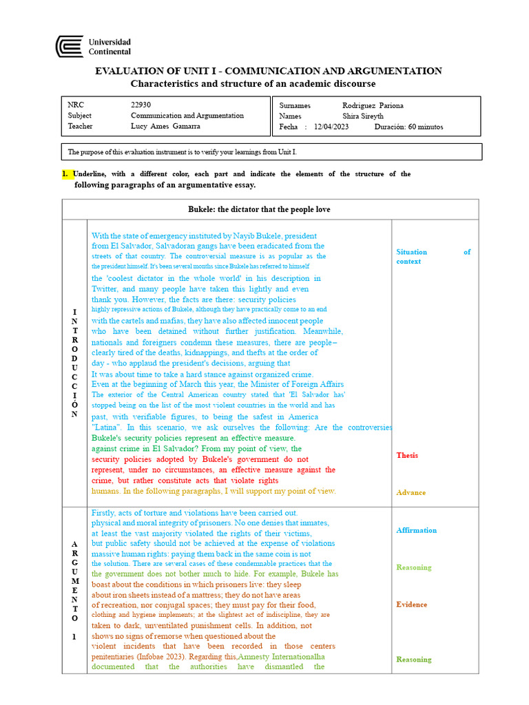Evaluation of Communication in Argumentation | PDF | El Salvador | Torture