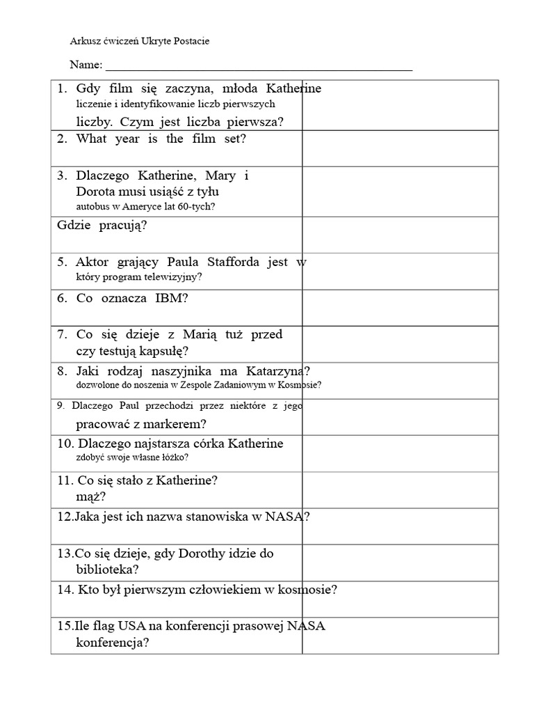 Hidden Figures Worksheet | PDF