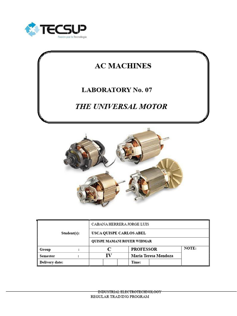 Lab 7 AC Machines | PDF | Electric Motor | Alternating Current