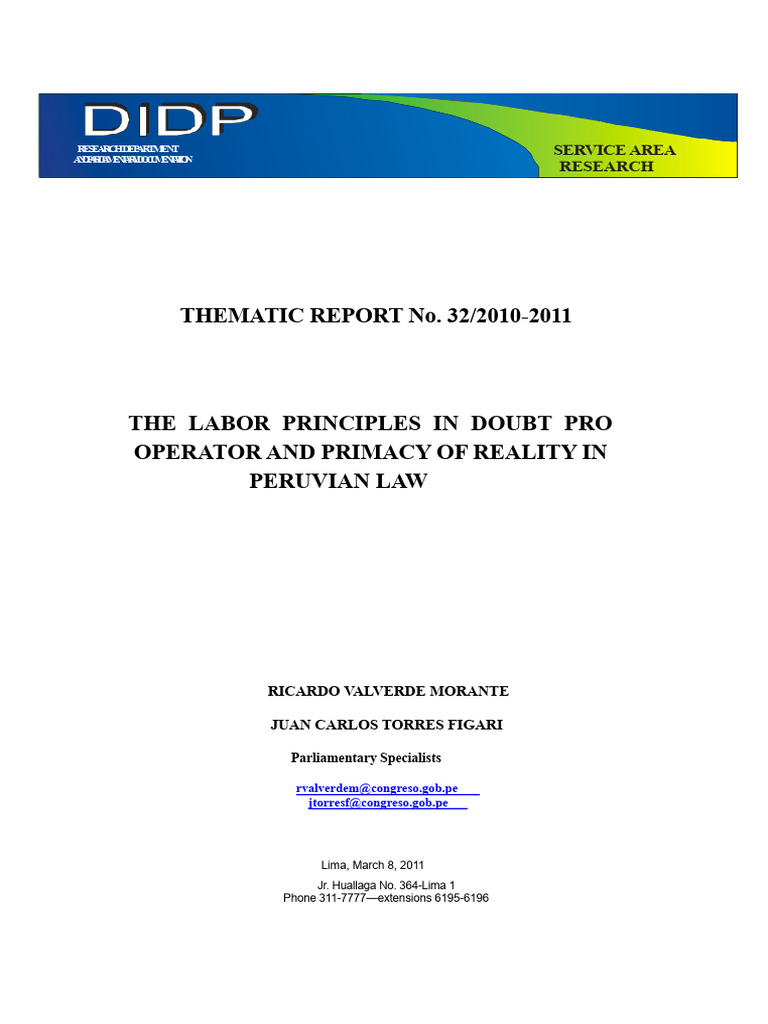 Principle of in Dubio Pro Operario and Primacy of Reality PDF | PDF ...