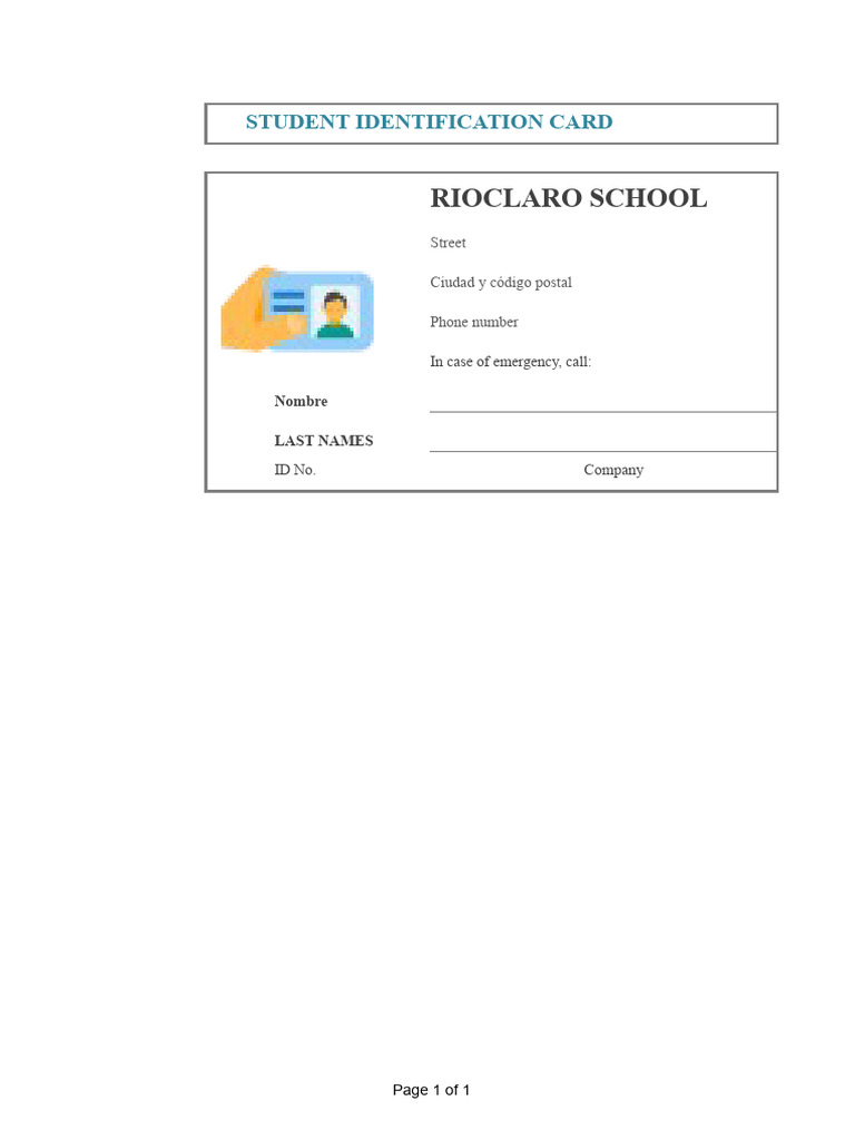 Student ID Card Template for Rio Claro | PDF