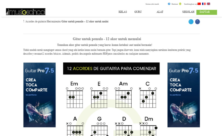 Gitar Untuk Pemula 12 Akor Untuk Memulai | PDF