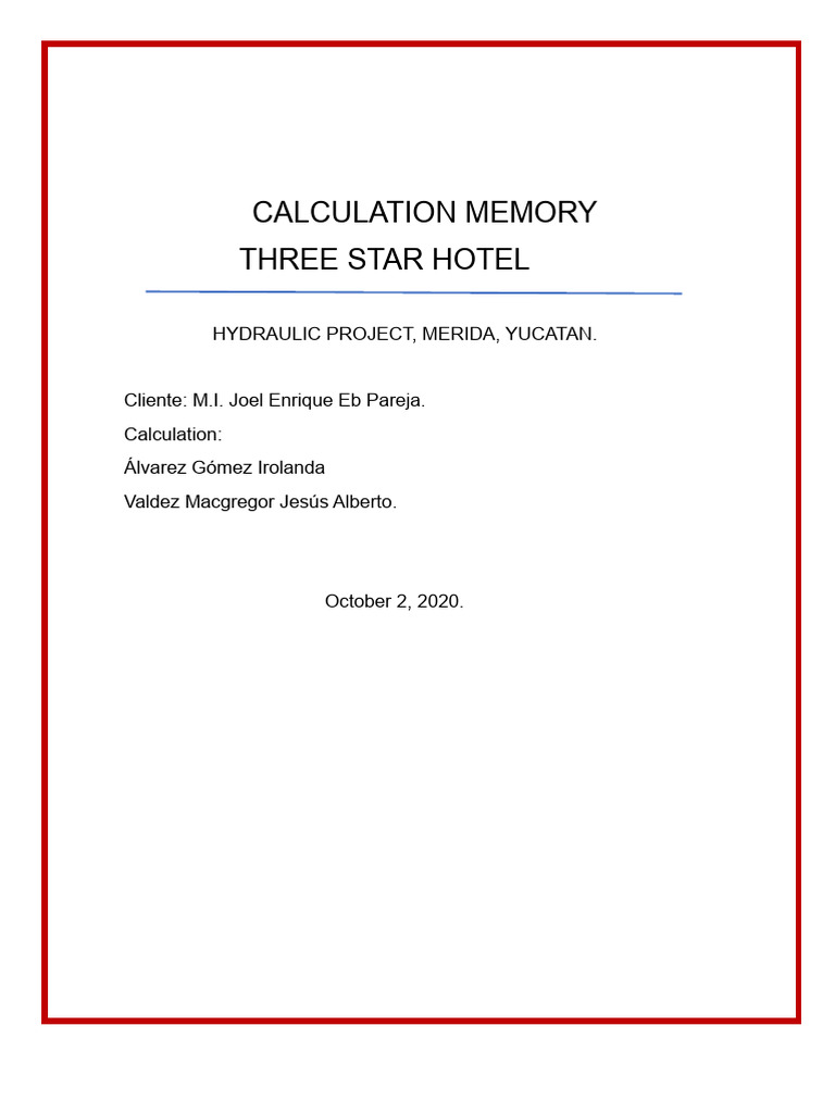 Calculation Memory | PDF | Volume | Water