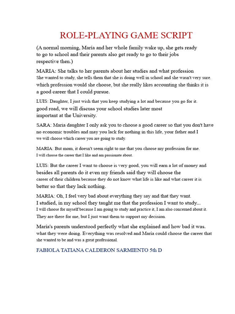 Maria's Career Choice Debate Script | PDF