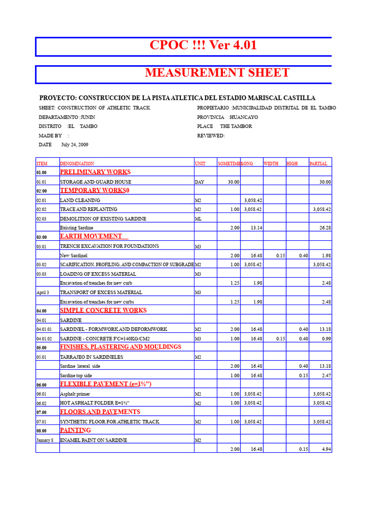 Athletic Track Measurements | PDF | Building Materials | Civil Engineering