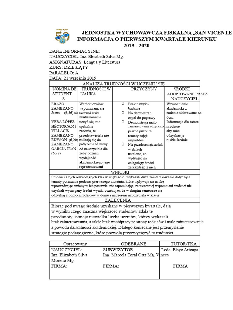 Model Raport Studencki | PDF
