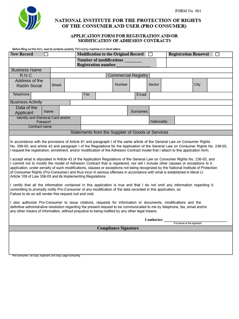 Adhesion Contract Registration Form | PDF | Justice | Crime & Violence