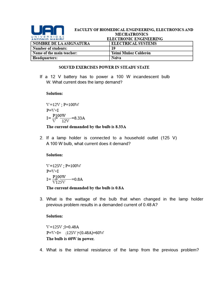 Exercises Solved Power | PDF | Ac Power | Physical Quantities
