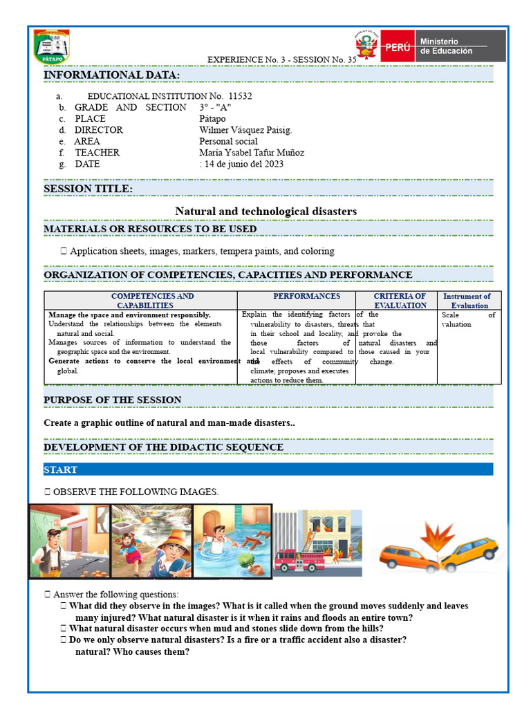 Natural and Technological Disasters Lesson | PDF | Natural Disasters ...
