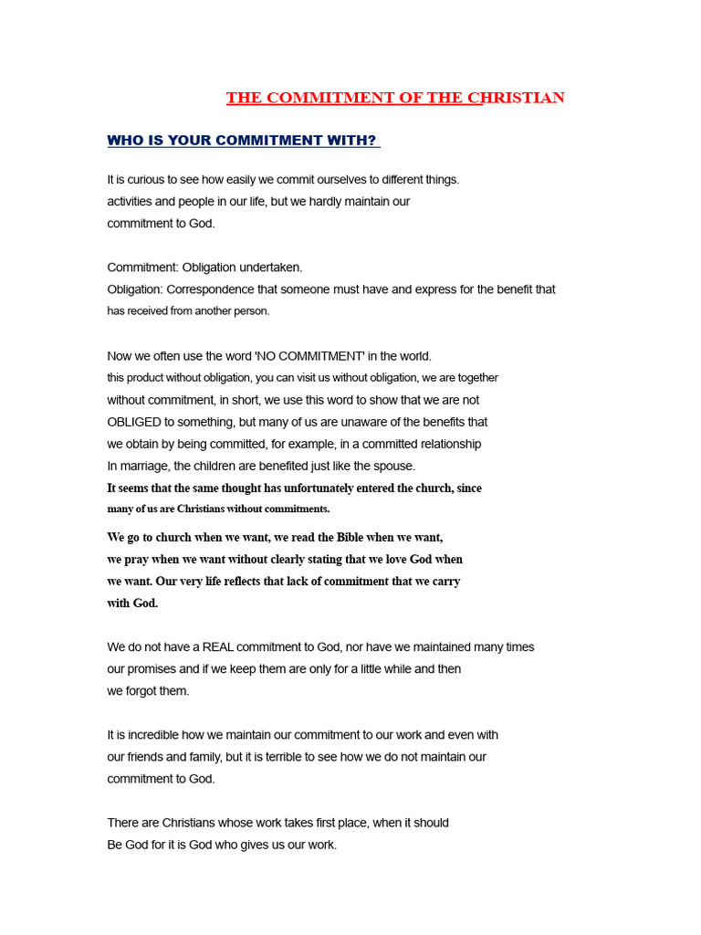 Understanding Christian Commitment | PDF | Theology | Religious Belief ...