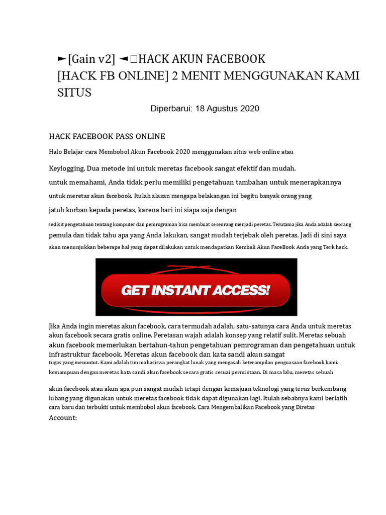 Cara Hack Akun Facebook 2020 Online | PDF