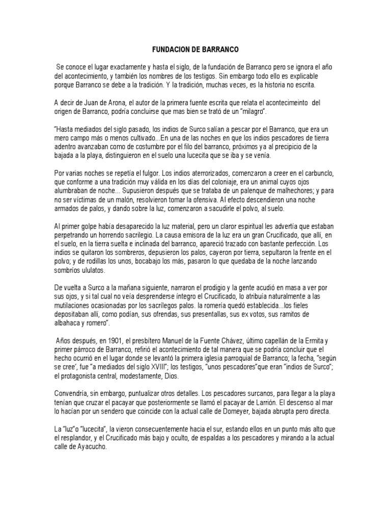Fundación e historia de Barranco | PDF | Ciencias sociales | Viajes y ...