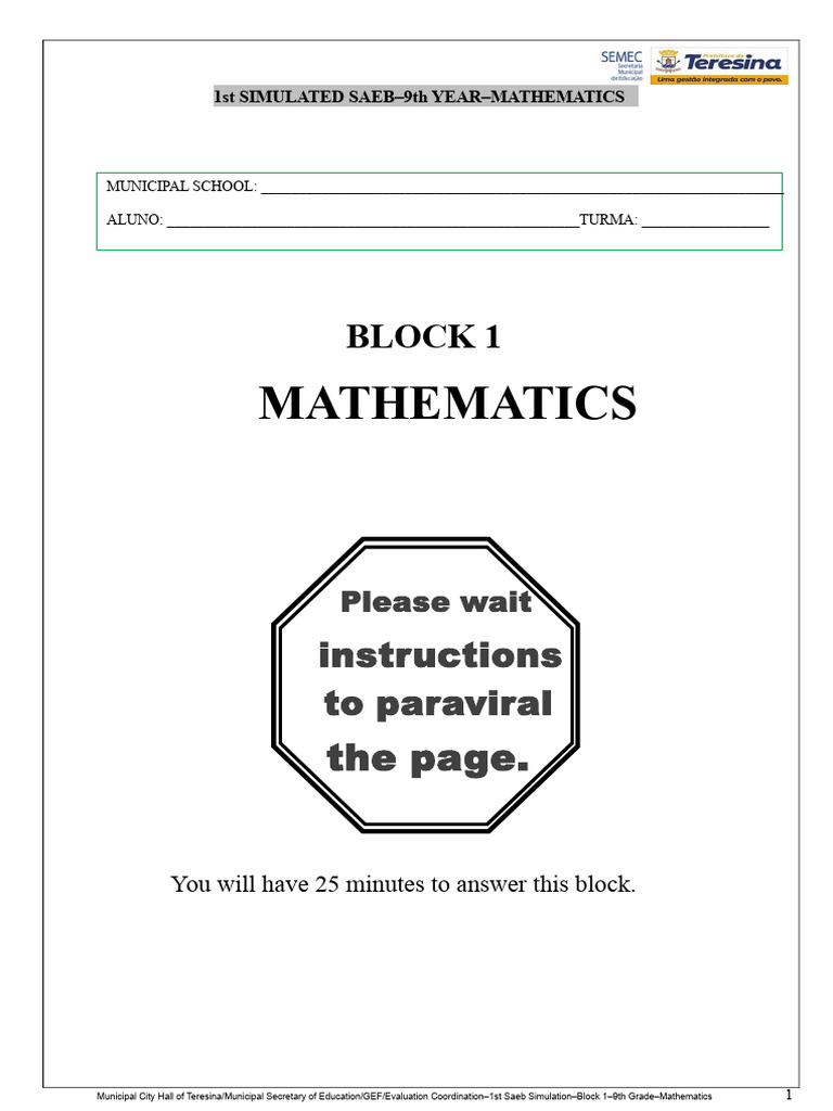 1st Simulation - Math - 9th Grade | PDF | Rectangle | Mathematics