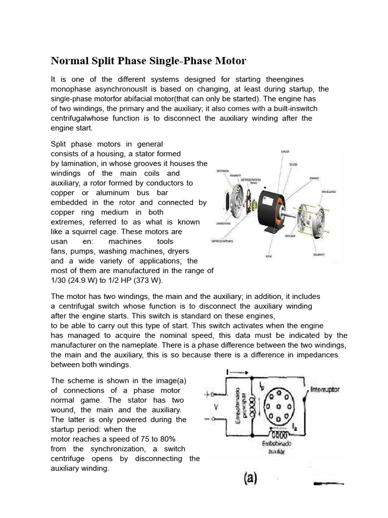 Normal Split-Phase Motor and With Capacitor | PDF | Electric Motor ...