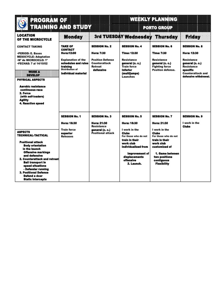 Weekly Planning Sheet 2 | PDF | Strength Training