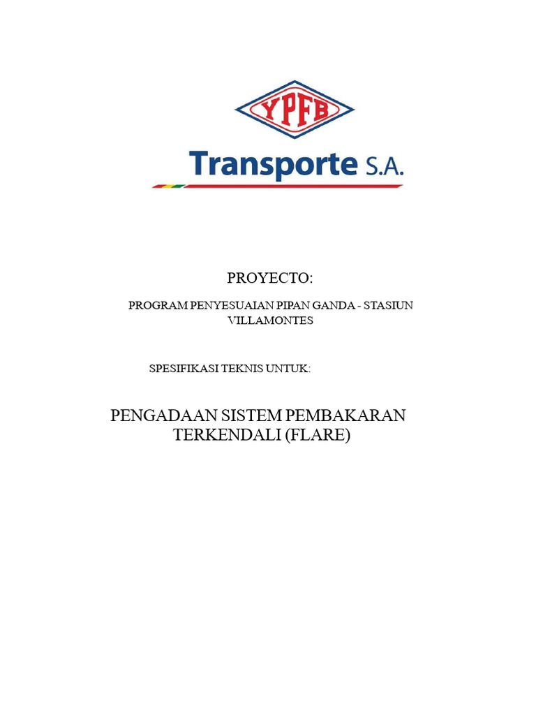 Spesifikasi Pembakar Flare untuk Villamontes | PDF