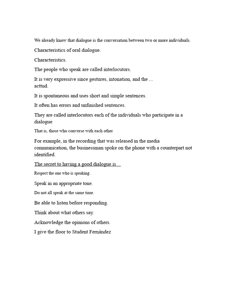 Characteristics of Effective Dialogue | PDF