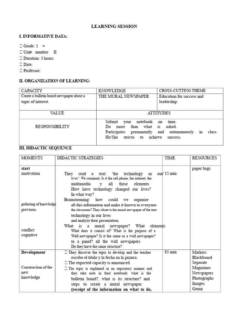 Grade 1 Mural Newspaper Project Guide | PDF | Human Communication ...