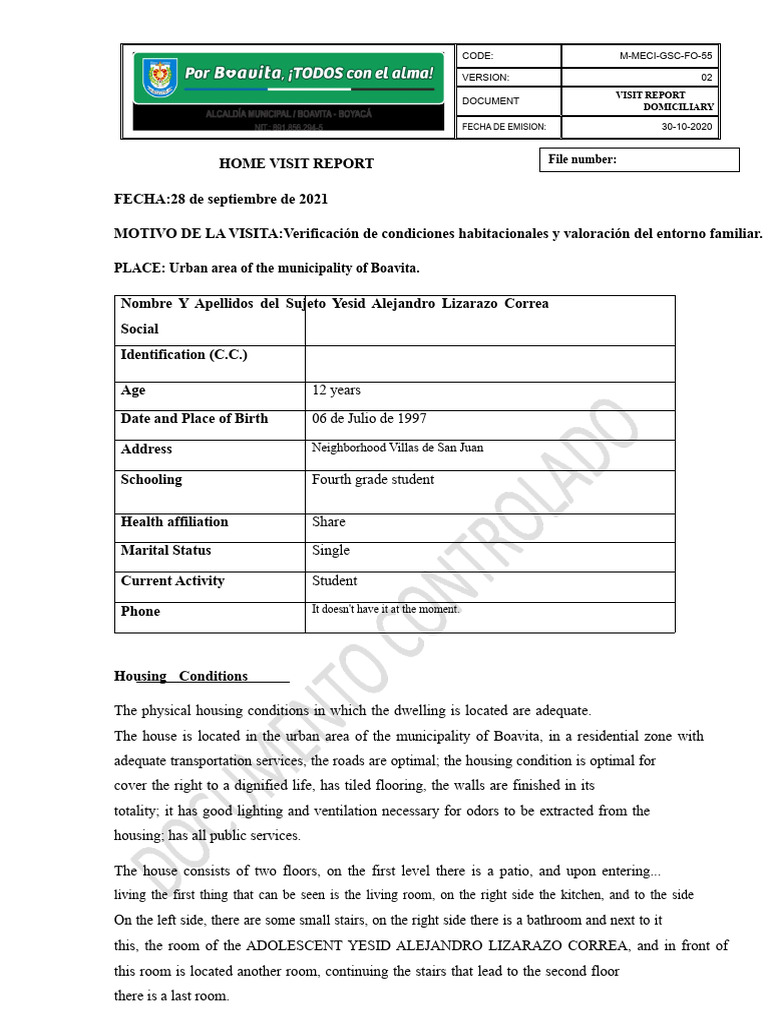 Home Visit Report Yesid | PDF | Adolescence | Interpersonal Relationships