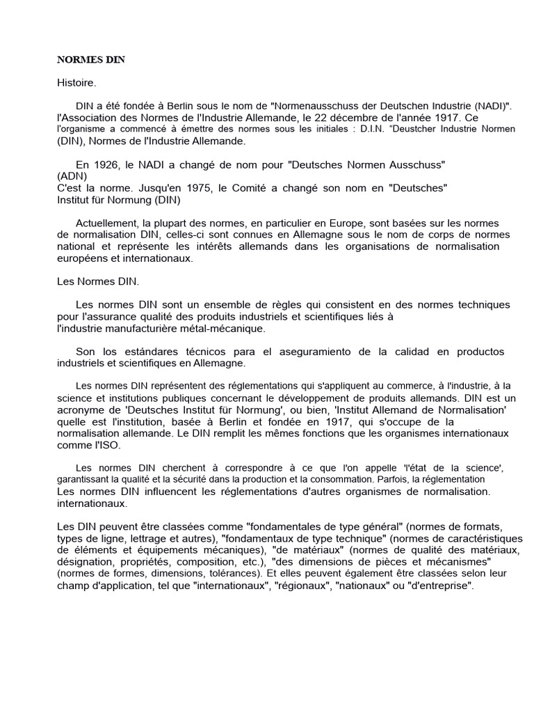 Normes DIN et ASTM : Histoire et Impact | PDF | Économie