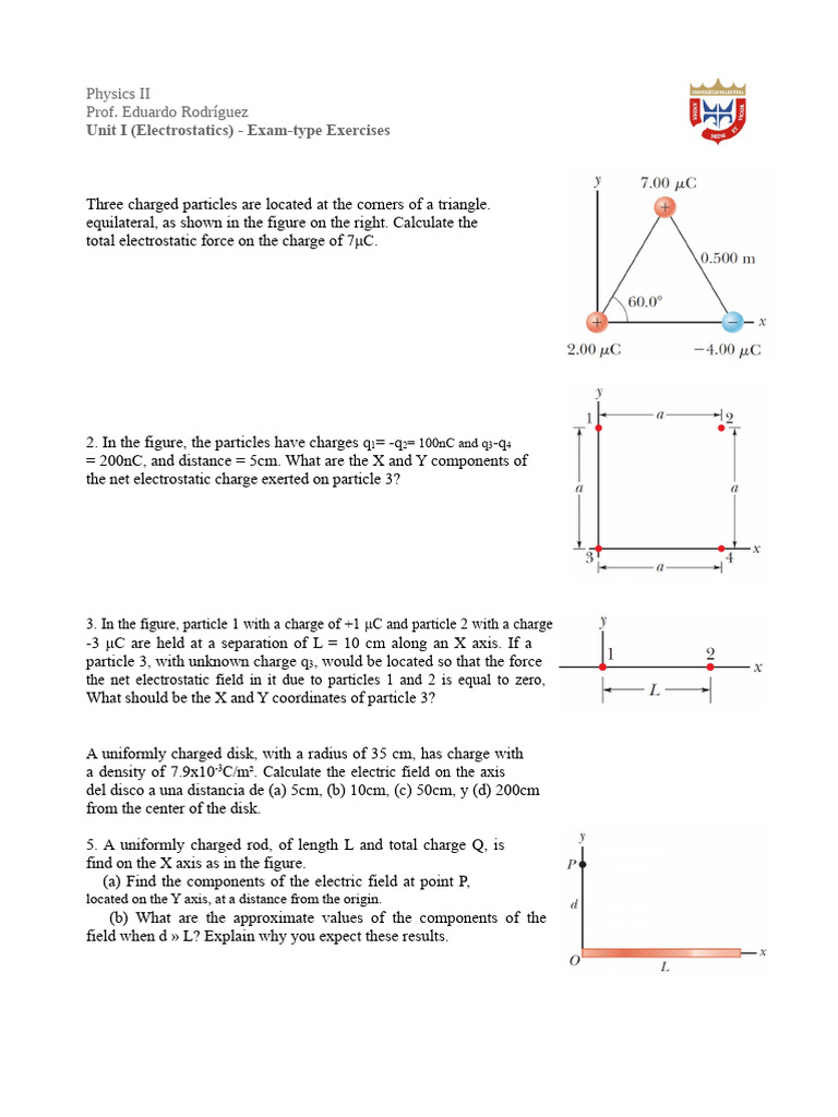 Physics II - Unit I - Partial Exam Type Exercises | PDF | Electric ...