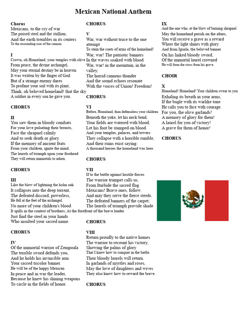 Mexican National Anthem Lyrics Analysis | PDF