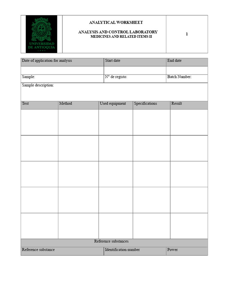 Analytical Worksheet Format | PDF