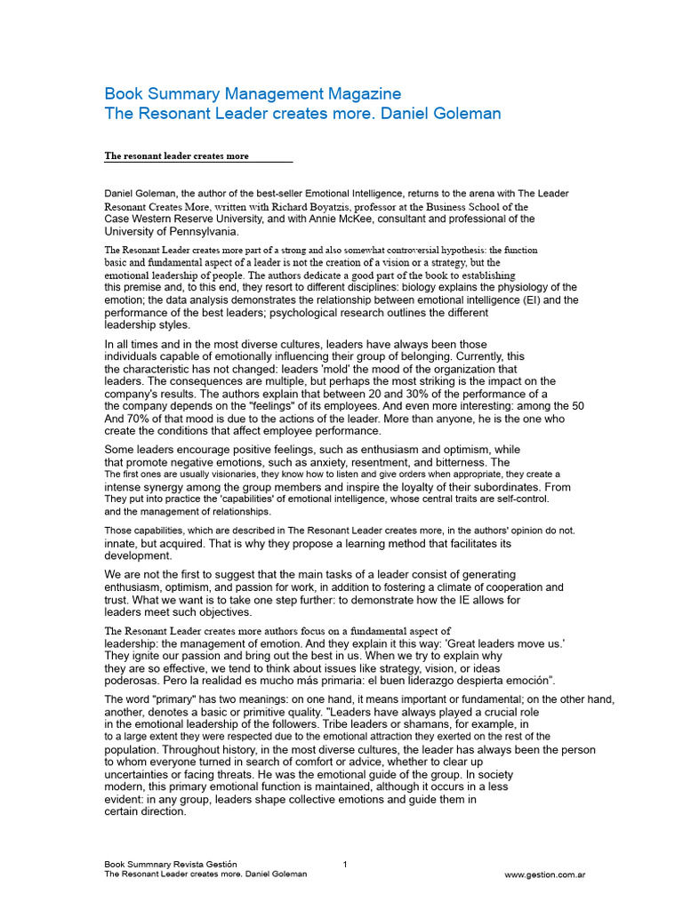 Resonant Leader | PDF | Leadership | Emotional Intelligence
