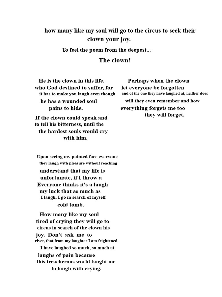 Poem The Clown | PDF