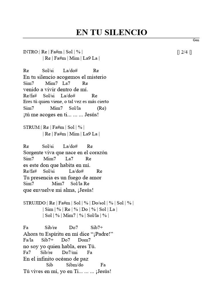 Letra de "En Tu Silencio" - Canción Cristiana | PDF