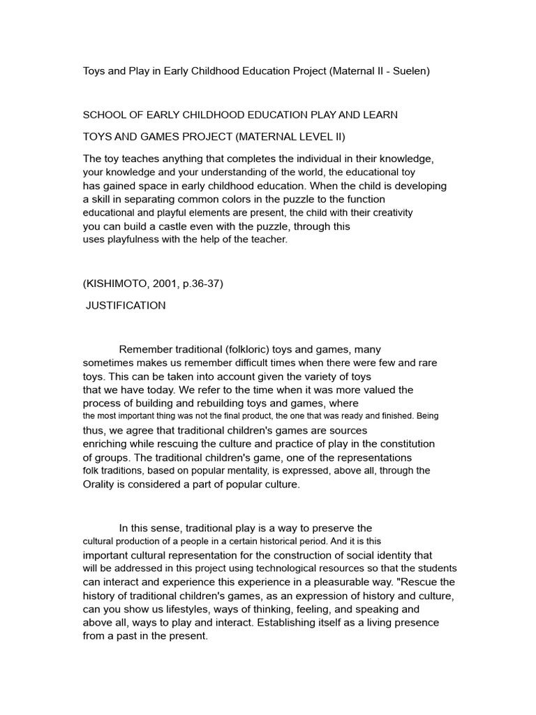Project Toys and Educational Games | PDF | Toys | Early Childhood Education
