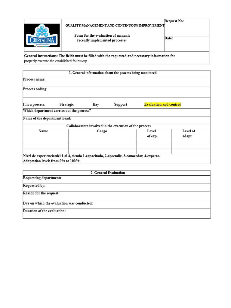 MPA - Form For Evaluation of Recently Implemented Process Manuals ...