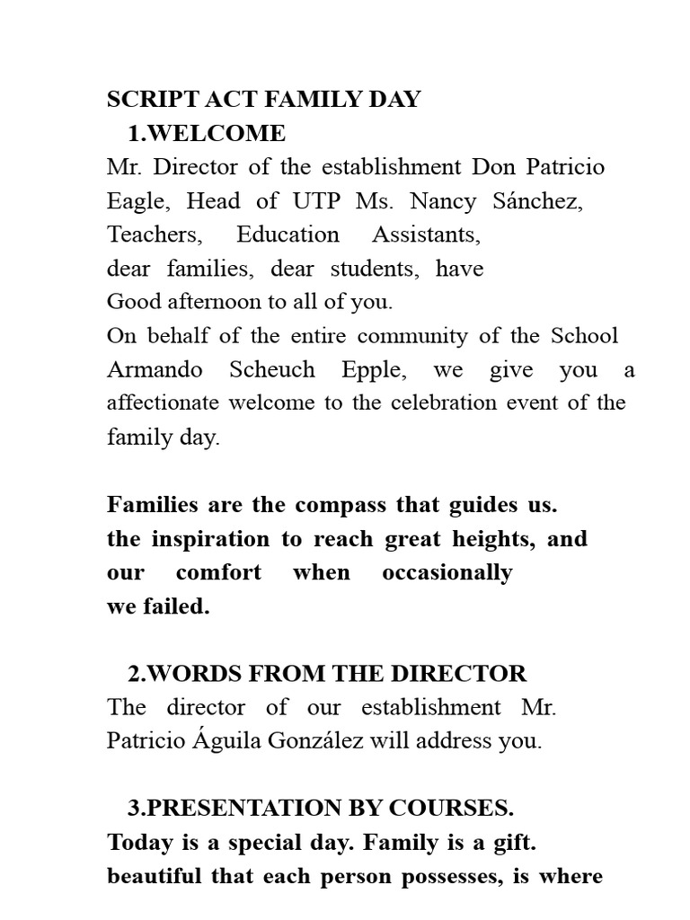 Script Act Family Day | PDF
