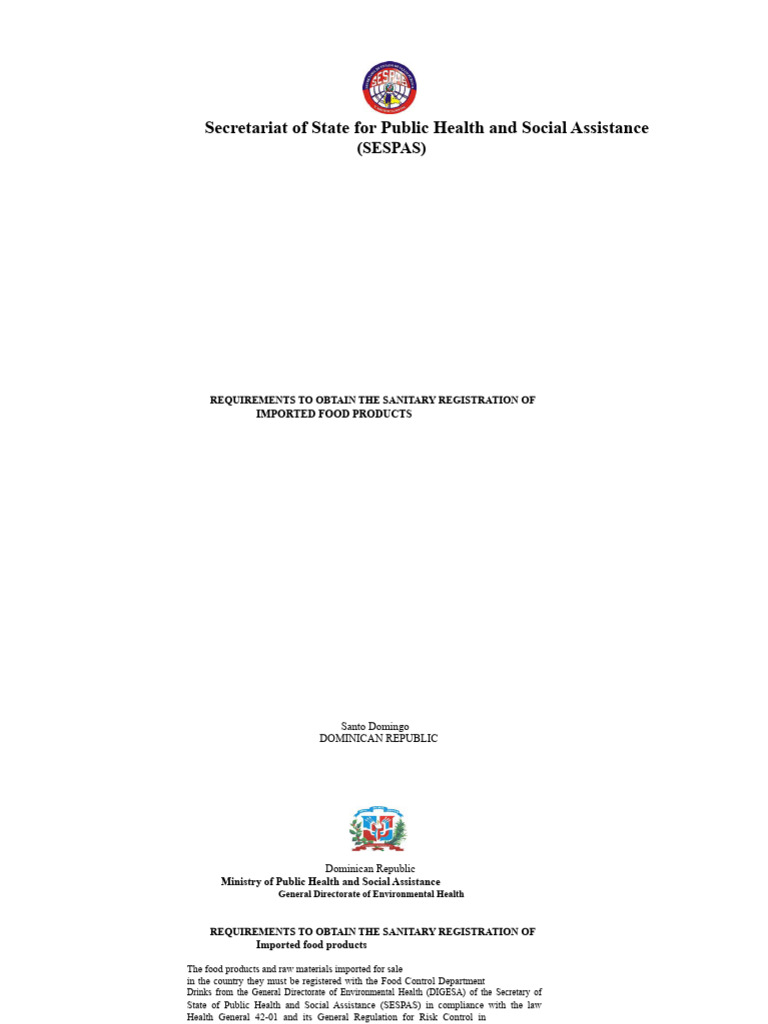 Sanitary Registration for Imported Foods | PDF | Consul (Representative)