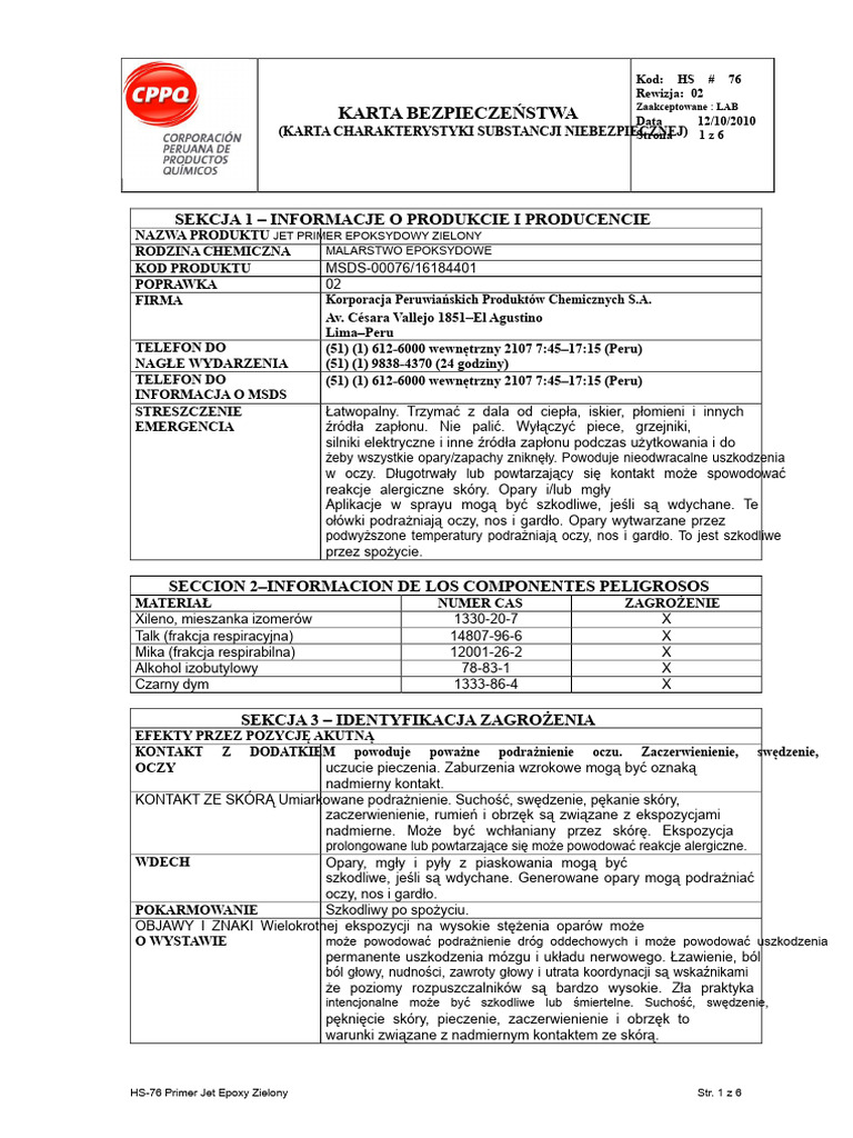 32.-Msds Jet Primer Epoxi Zielony | PDF