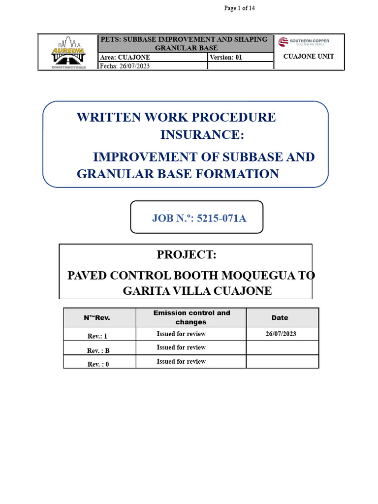 Improvement Pets of Subbase and Shaping of Granular Base | PDF ...