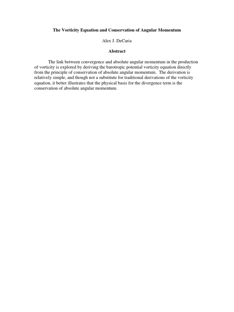 Vorticity Equation from Angular Momentum | PDF | Rotation | Rotation ...