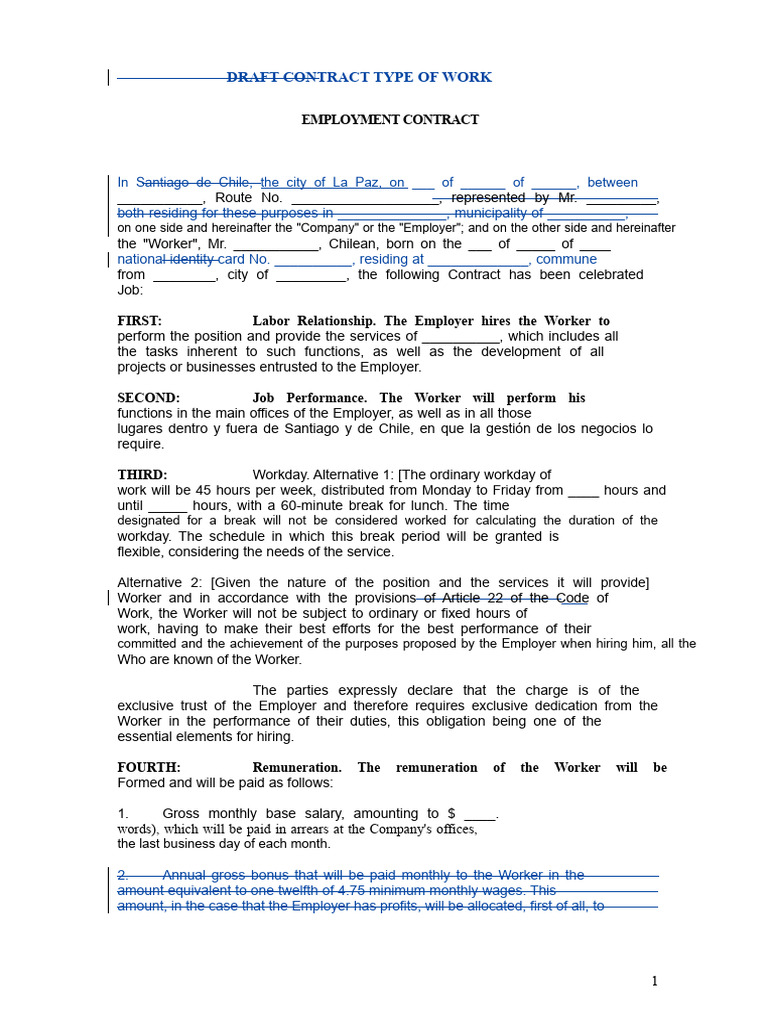 Model 1 Employment Contract | PDF | Employment | Salary