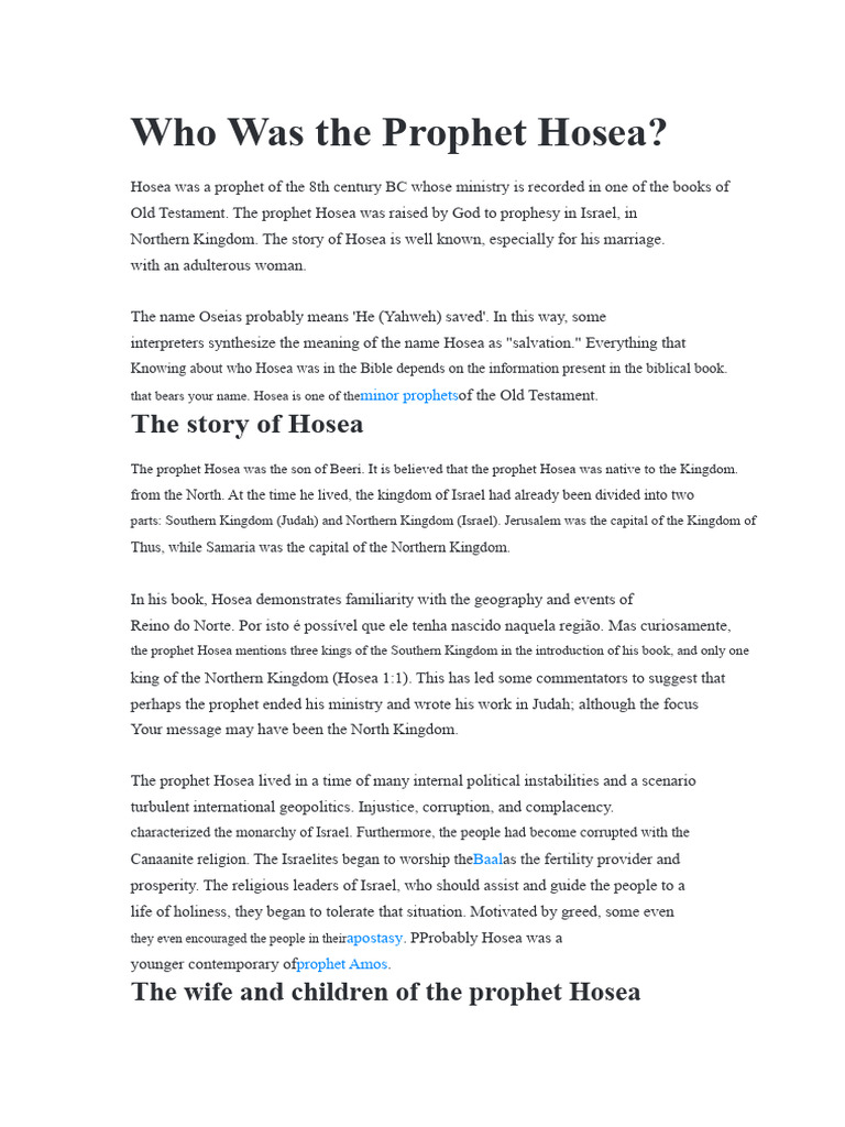 Who Was The Prophet Hosea | PDF | Hosea | Religious Belief And Doctrine