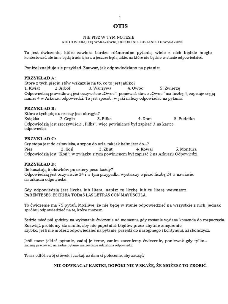 Test OTIS Całkowity | PDF